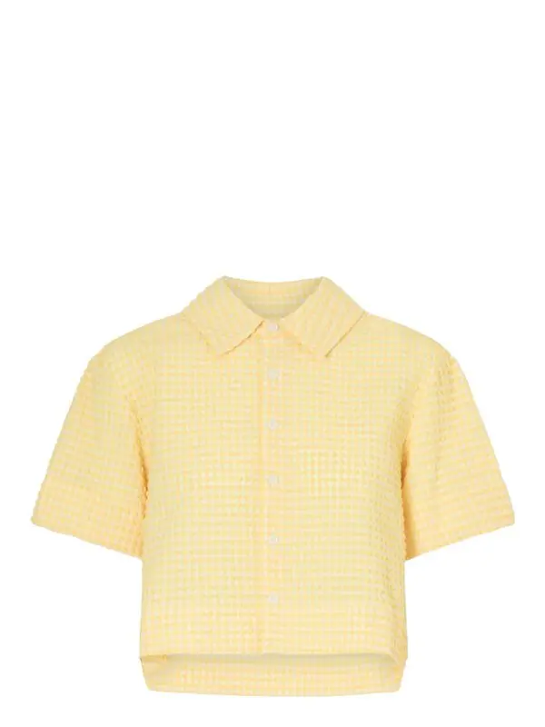 Simkhai Reeves Checked Seersucker Cropped Shirt - Yellow