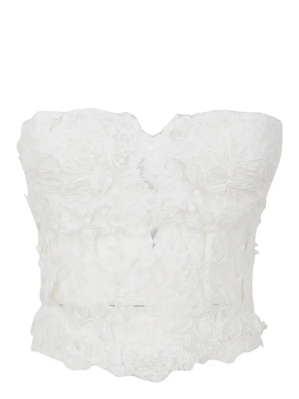 Ermanno Scervino Floral Lace Strapless Bustier Top - White