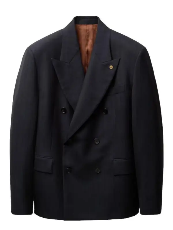 Versace Pinstripe Boxy Blazer - Navy