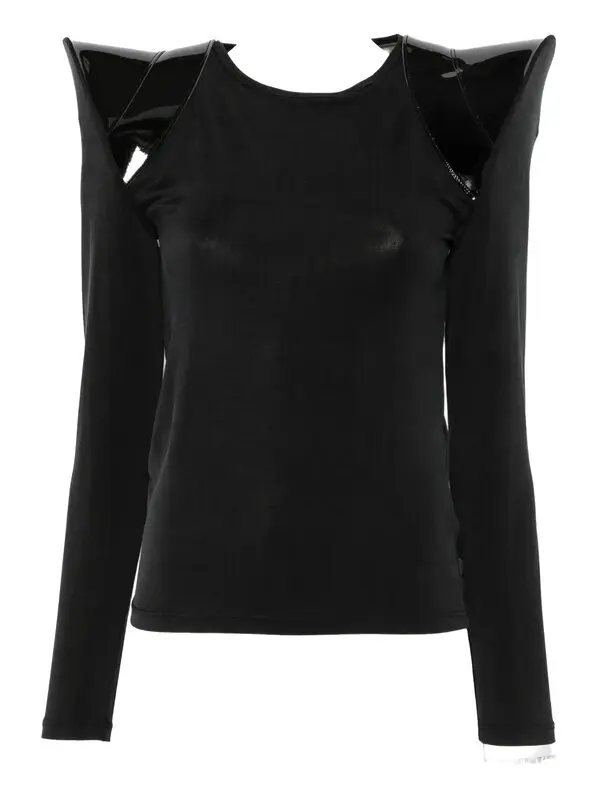 Junya Watanabe Sculptural-shoulder Patent-panel T-shirt - Black