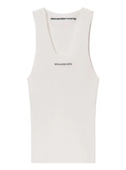 Alexander Wang Jacquard Logo Racer Tank - White