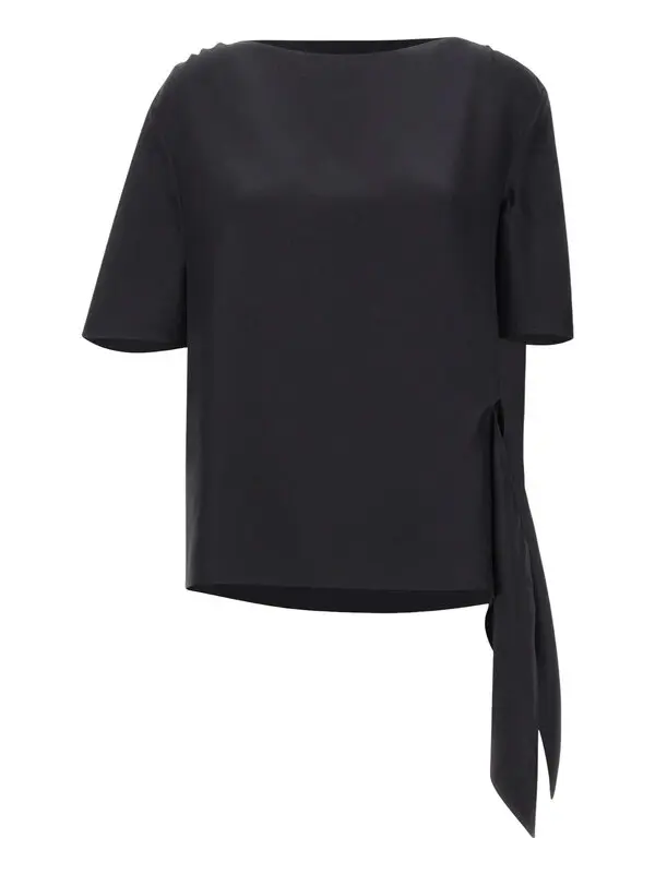 Loulou De Saison Mano Gathered Knot Silk Top - Black