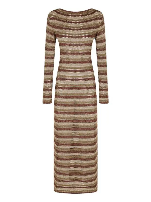 MC2 SAINT BARTH Striped Knitted Dress - Brown