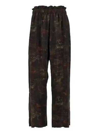 Emporio Armani Printed Elastic Waist Casual Pants - Black