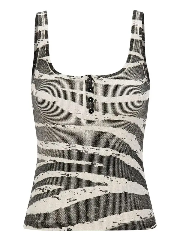 Blumarine Zebra Print Ribbed Sleeveless Top - Black