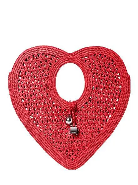 Jacquemus Woven Heart-shaped Handbag - Red