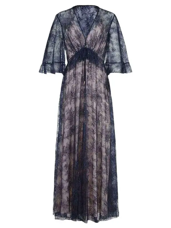 Alberta Ferretti Sequined Lace Evening Gown - Black