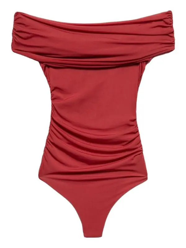 ANIYE BY Off-the-shoulder Pleated Bodysuit - Red