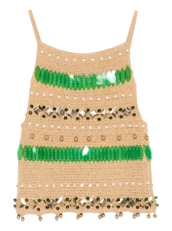 BODE Calypso Beaded Embellished Tank - Nude