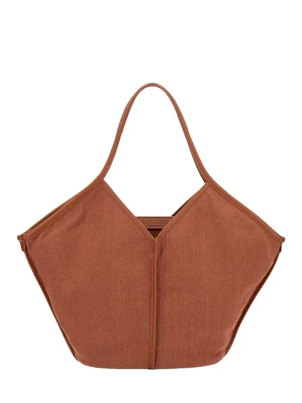 Hereu Top Handle Tote Bag With Detachable Pouch - Brown