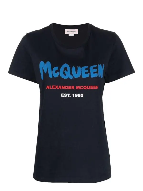 Alexander McQueen Logo Print T-shirt - Blue