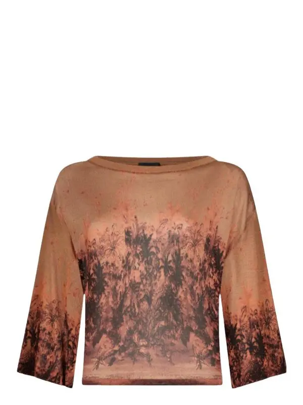 Liu Jo Printed Jumper With Three-quarter Sleeves - Brown