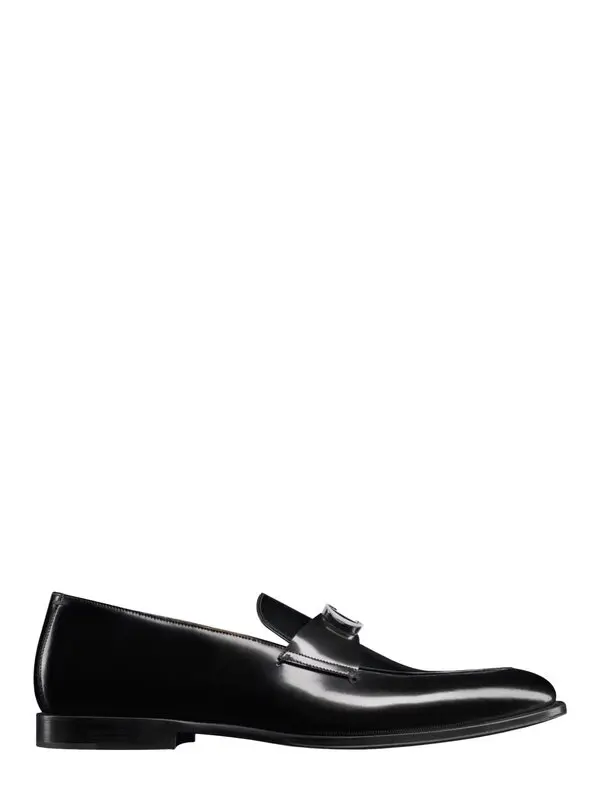 Dior Logo Plaque Slip-on Loafers - Black