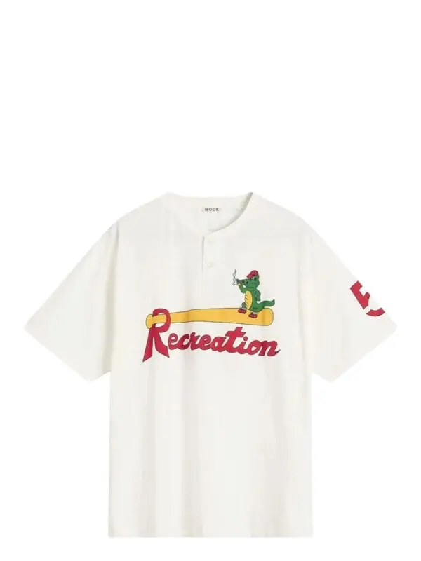BODE Recreation" Graphic Print Henley Shirt - White