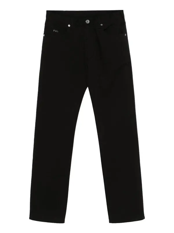 Emporio Armani Logo Plaque Slim Fit Jeans - Black