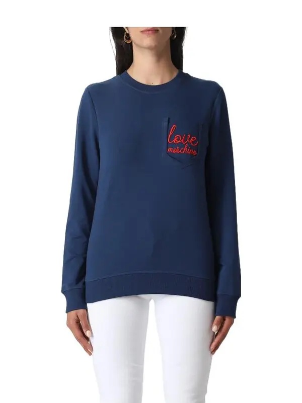 Moschino Embroidered Logo Cotton Sweatshirt - Blue