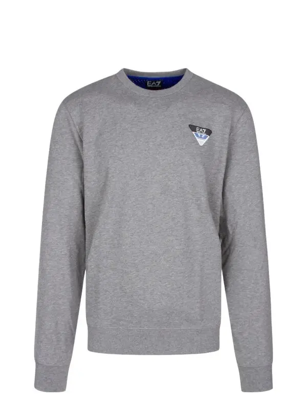 EA7 Cotton Crewneck Sweatshirt With Logo Detail - Gray