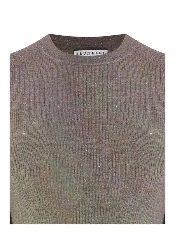 Brunello Cucinelli Ribbed Lurex T-shirt - Brown