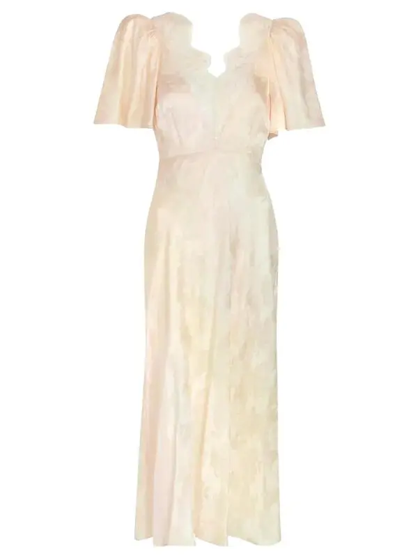 Ronny Kobo Lace-trimmed Floral-jacquard Dress - Pink
