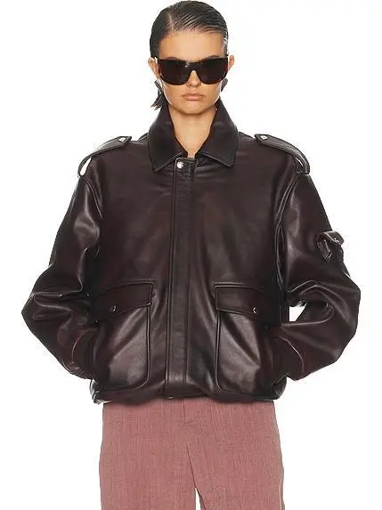 Coperni Oversized Leather Bomber Jacket - Red