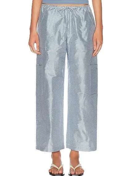 Donni. Taffeta Gingham Drawstring Cargo Pant - Cornflower