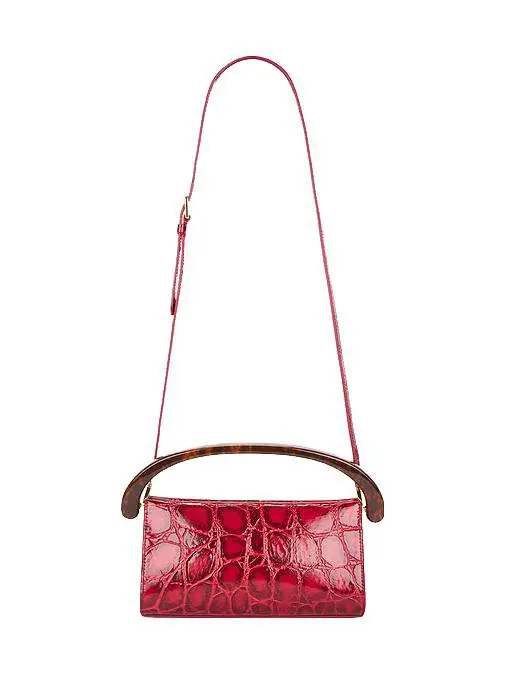 Dries Van Noten Embossed Calf Leather Crisp Bag With Resin Handle - Red