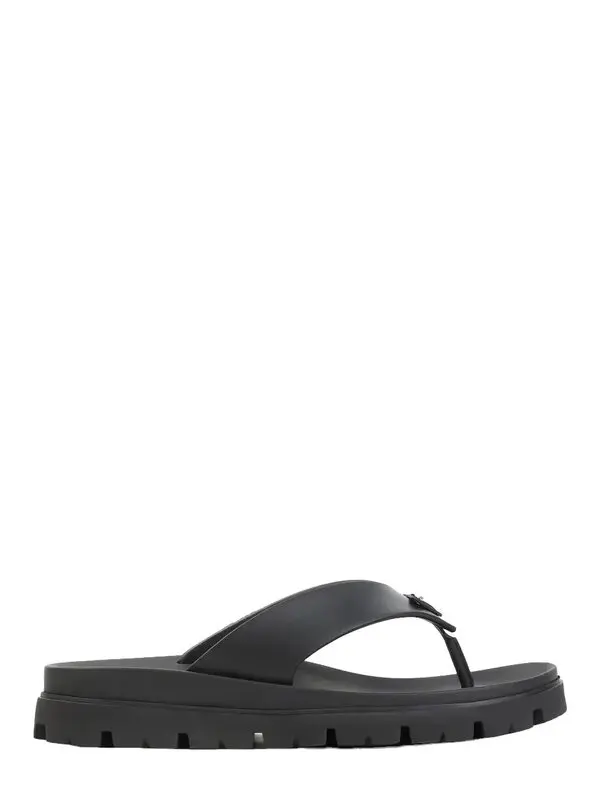 Prada Rubber Thong Sandals With Enameled Triangle Logo - Black
