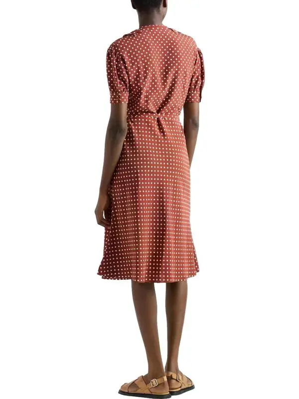 Prada Polka-dot Print Marocain Dress - Brown