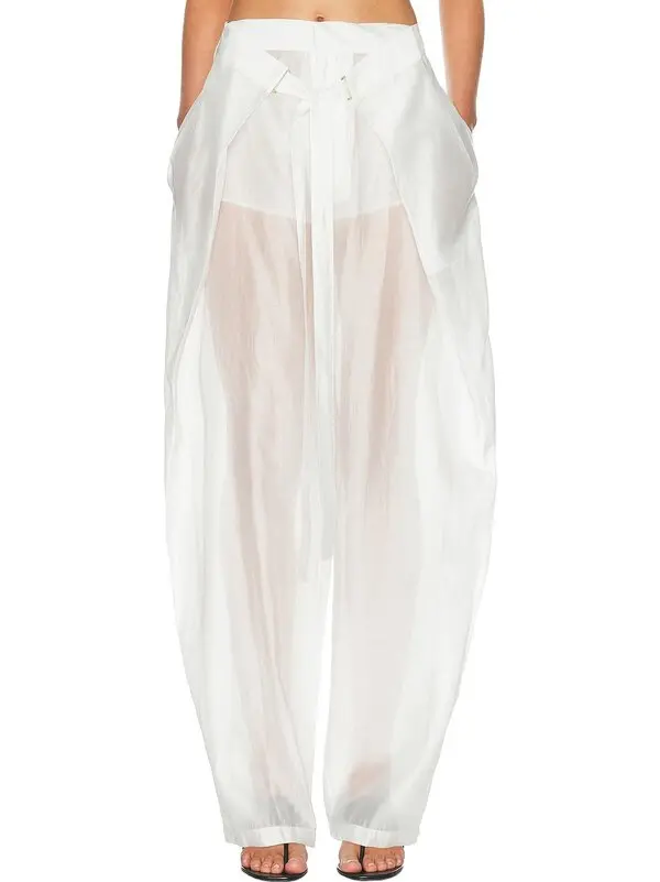 DARKPARK Stella Gauze Tie Front Pant - White