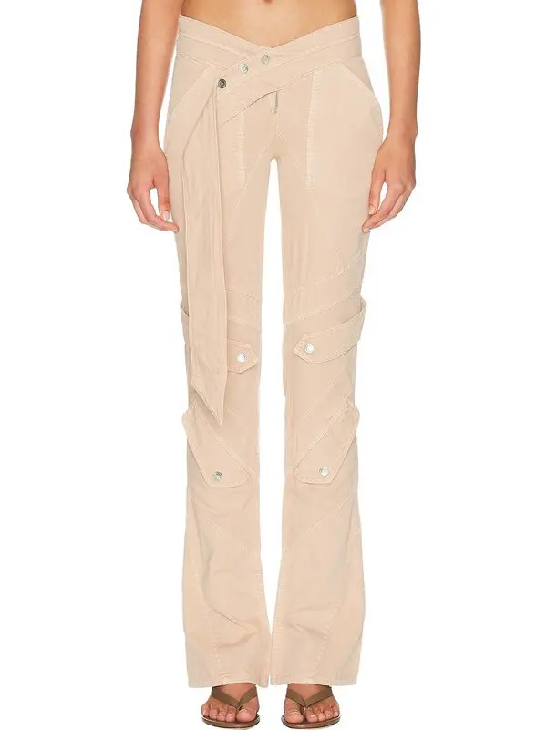 Blumarine Skinny Leg Trousers In Beige - Camel Beige