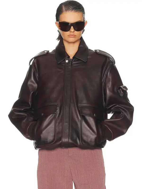 Coperni Oversized Leather Bomber Jacket - Red