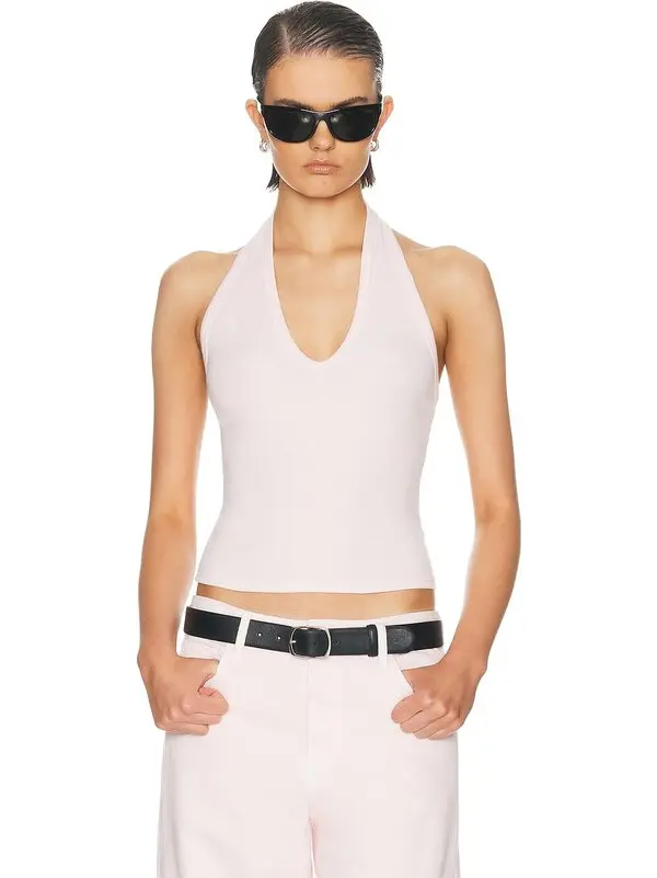 Enza Costa Cotton Rib U Halter Top - Cherry Blossom
