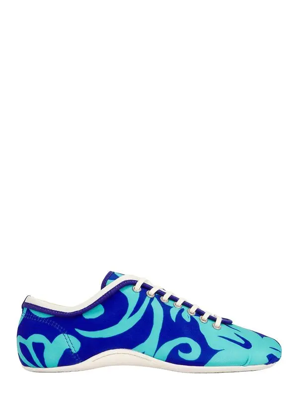 Dries Van Noten Graphic Print Lace-up Ballet Sneakers - Blue
