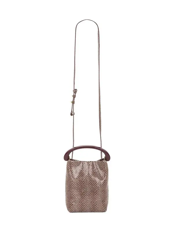 Dries Van Noten Calf Leather Handheld Bag With Snakeskin Print - Bordeaux