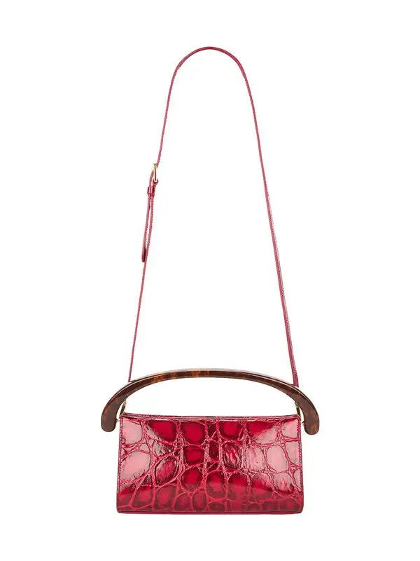 Dries Van Noten Embossed Leather Bag With Resin Handle - Red