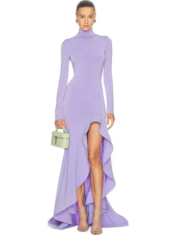 Stella McCartney Lavender Crepe Jersey Frill Cocktail Dress - Lilac