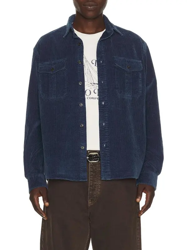 Polo Ralph Lauren Long Sleeve 8 Wale Cord Ranger Sport Shirt In Navy - Indigo