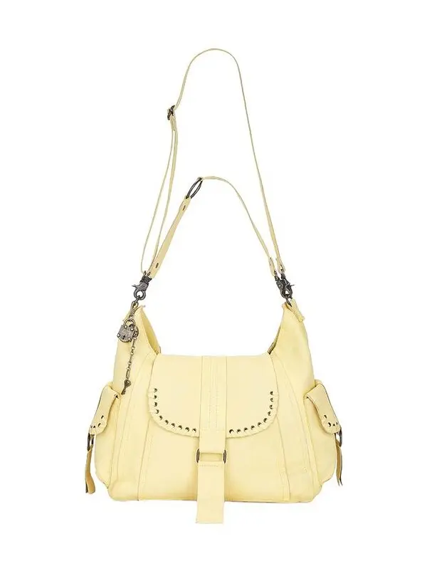 Free People Leigh Distressed Hobo Bag - Lemon