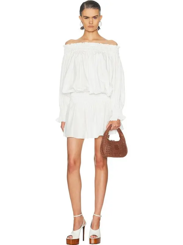 Norma Kamali Long Sleeve Peasant Mini Dress - Snow White