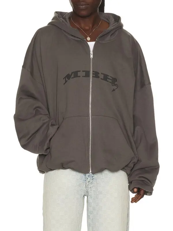 MISBHV Inflated Devil Zipped Hoodie - Washed Grey