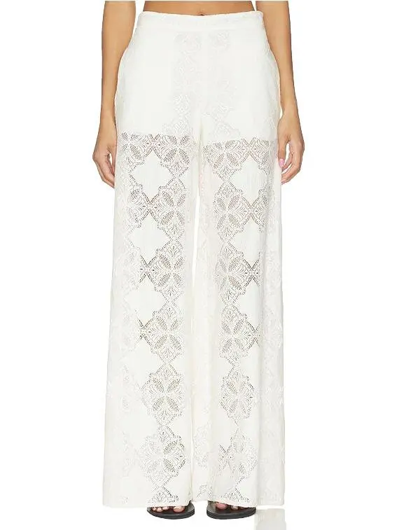 Misa Wide Leg Lace Pants - Ivory