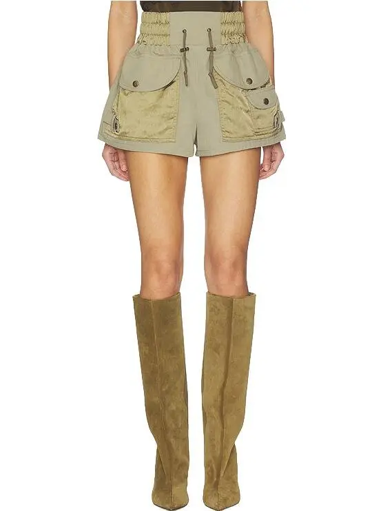 Balmain Two Pockets Cotton Twill Shorts - Army