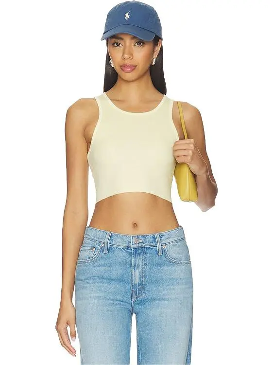 SLVRLAKE Cropped Rib Tank Top - Yellow