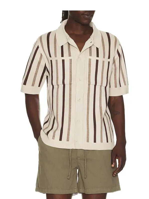 Central Park West Rowan Striped Shirt In . Also - Neutral