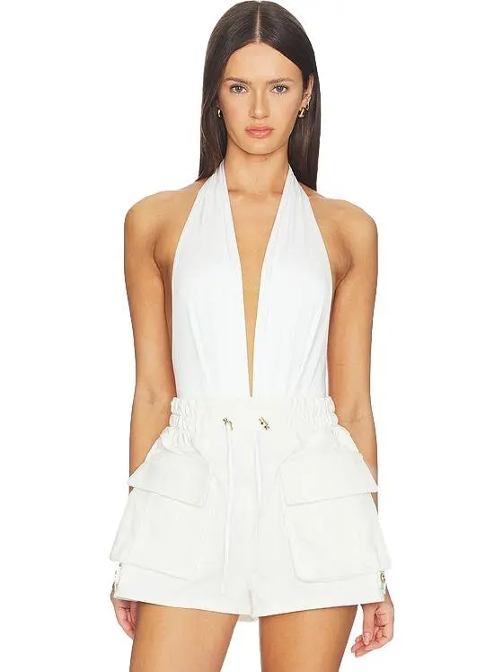 Andamane Zendaya Deep Vneck Bodysuit In . Also - White