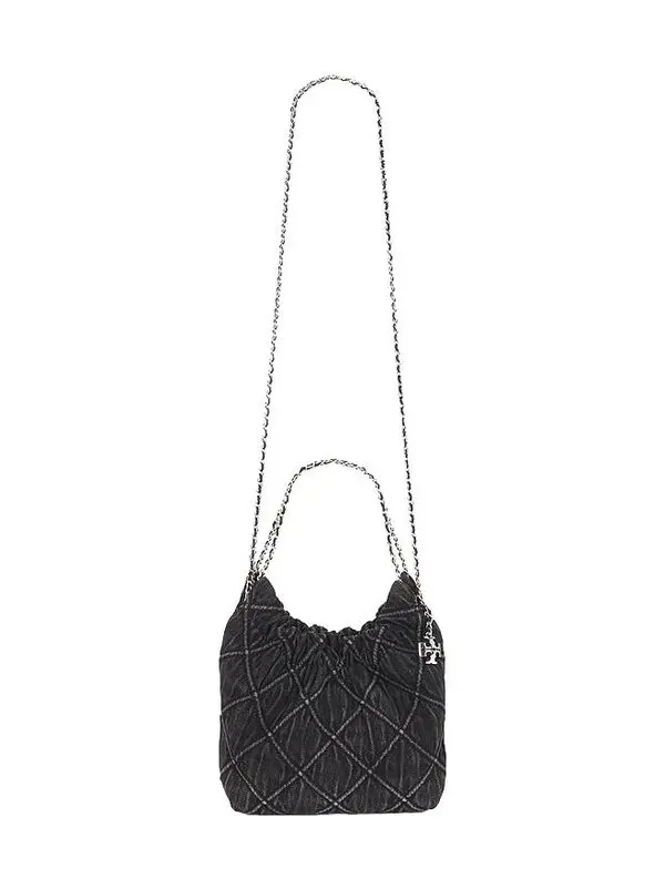 Tory Burch Denim Mini Hobo Bag - Black