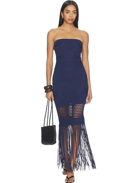PQ SWIM Melissa Fringe Dress - Navy