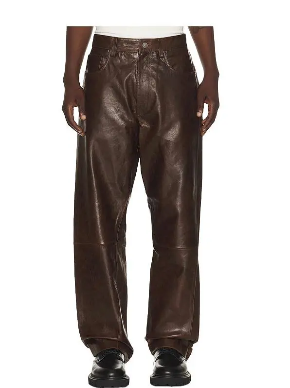 SUNFLOWER Wide Twist Leather Pant - Chocolate