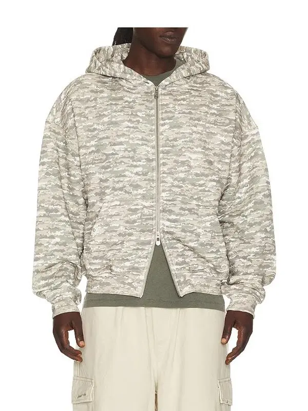 DRMERS CLUB Digital Cloud Camo Zip Up Hoodie - Green