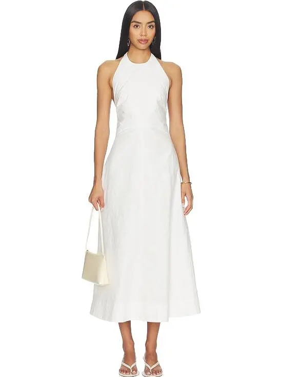 RÓHE Halterneck Textured Cotton Dress - White